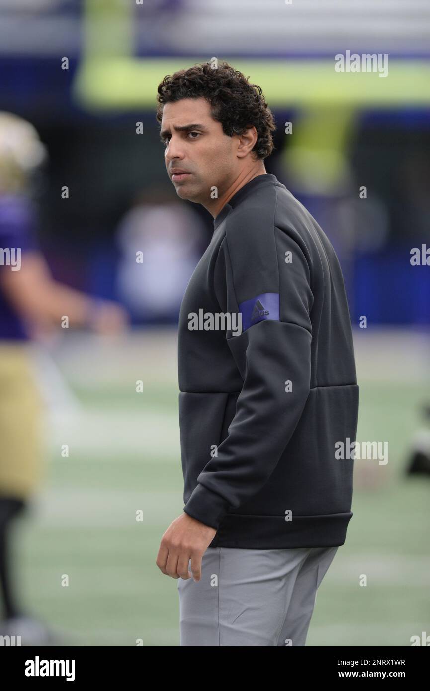 SEATTLE, WA - SEPTEMBER 28: UW offensive coordinator Bush Hamdan looks ...