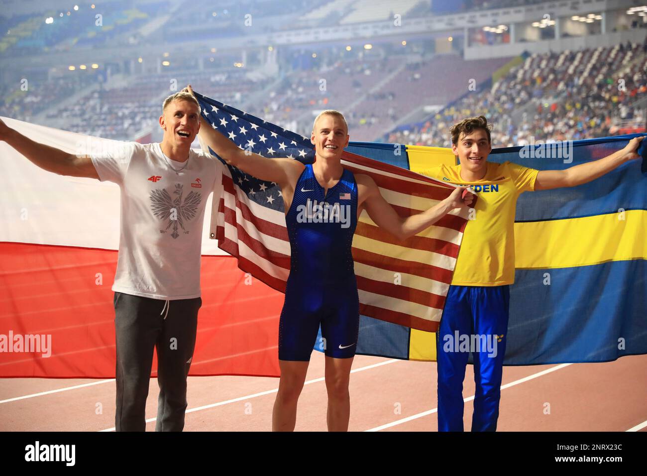 (R to L) Sweden's Armand DUPLANTIS, silver of Pole Vault Men, U.S. Sam ...