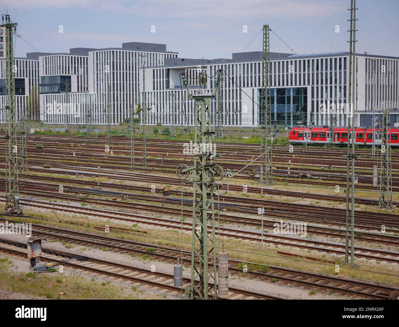 Munich, Germany - August 4, 2022 : Train line crossing near central ...