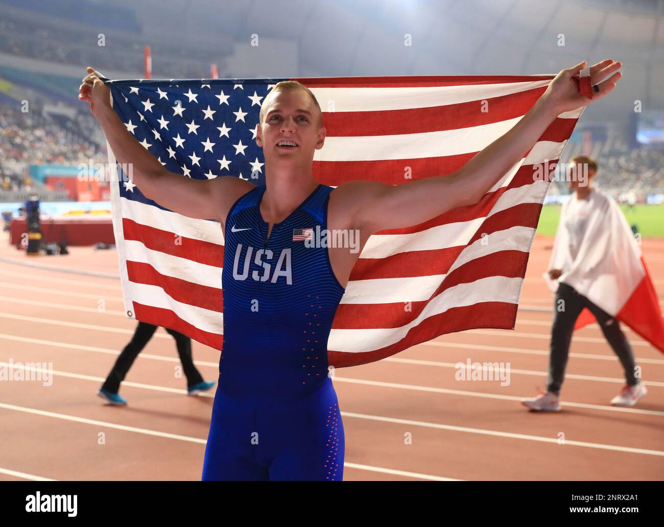U.S. Sam KENDRICKS celebrates after winning in Pole Vault Men of IAAF ...
