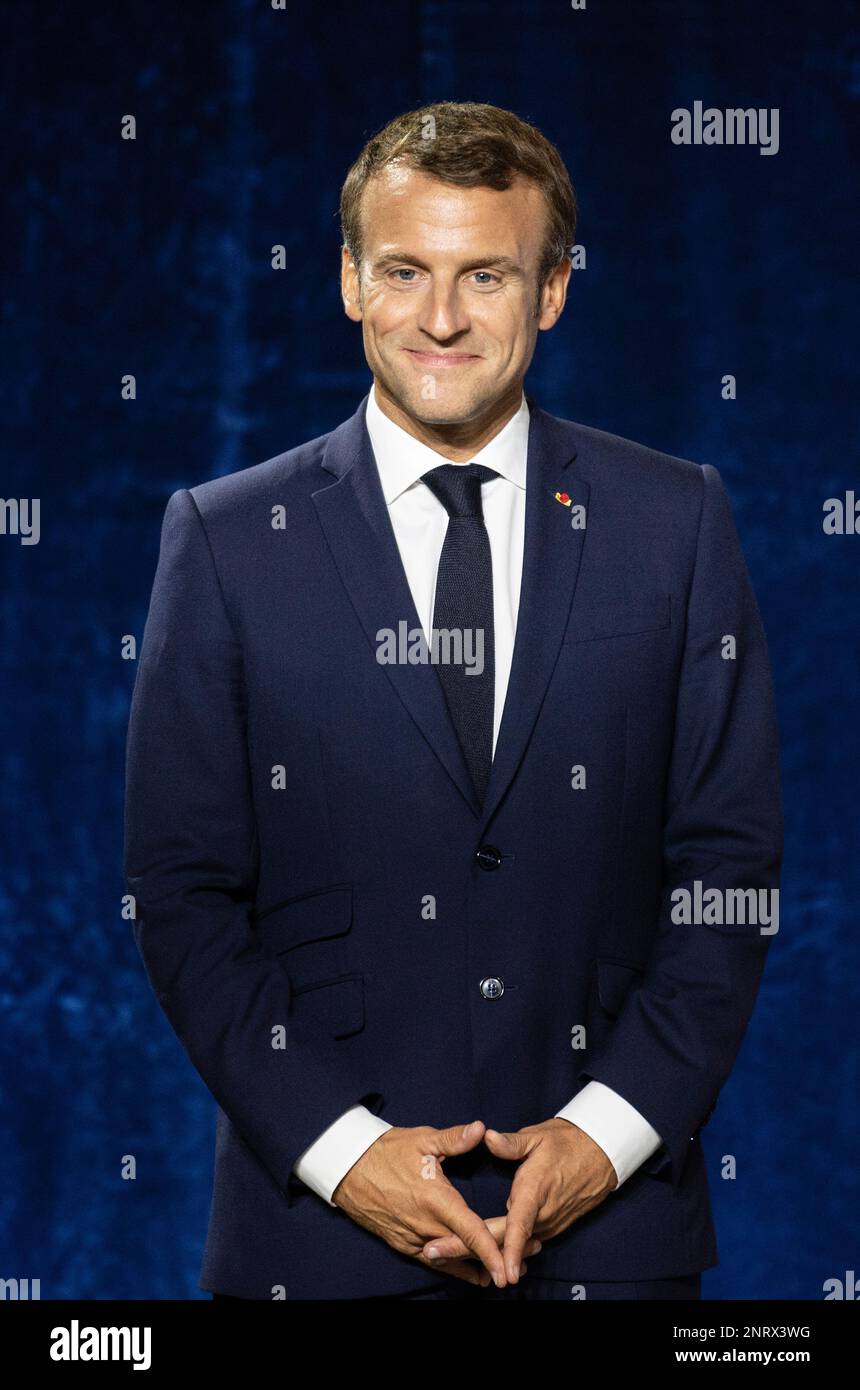 French President Emmanuel Macron attends the inauguration of the new ...