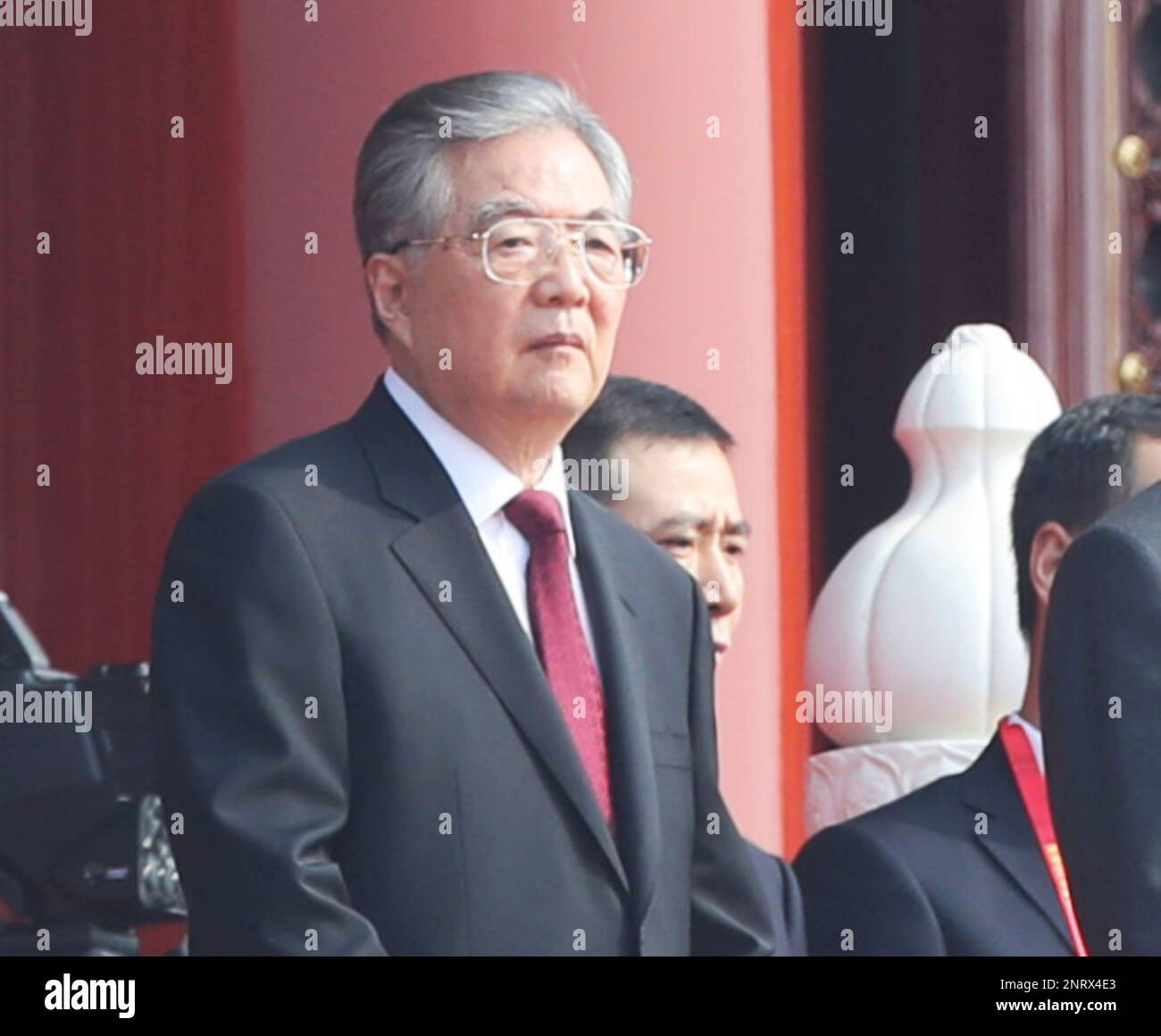 China's former President Hu Jintao attends a military parade to ...