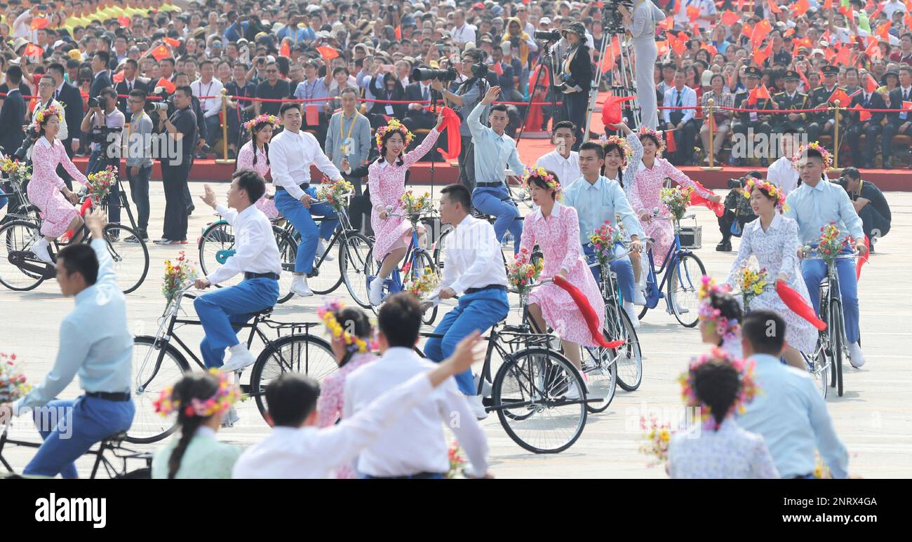 A military parade to celebrate the 70th anniversary of the founding of ...