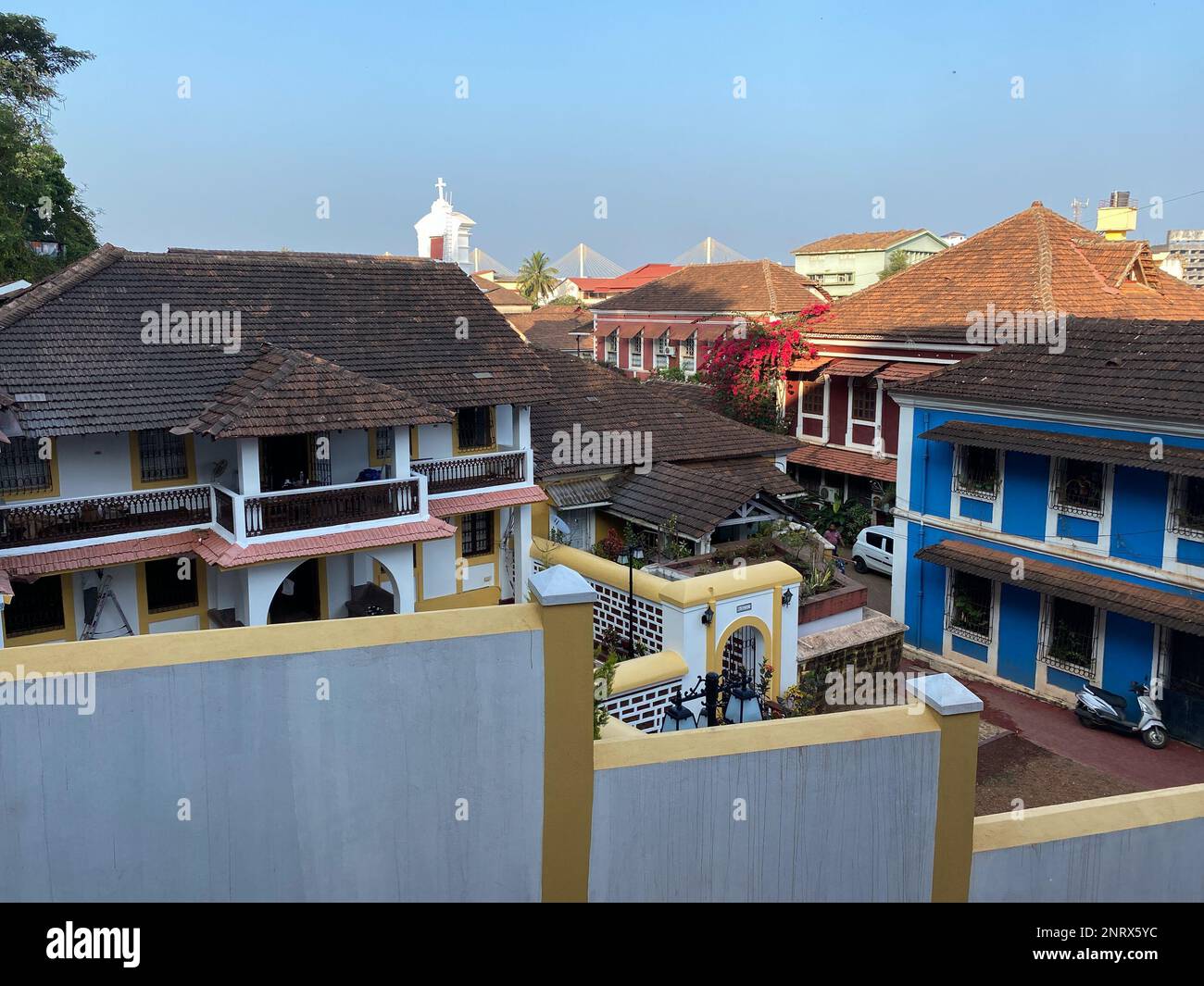 Panjim, Goa, India - January 2023: A high angle skyline of the old ...