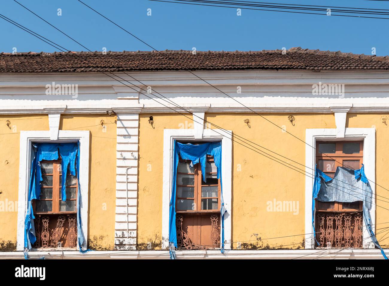 Panjim, Goa, India - January 2023: Rectangular windows in an old ...