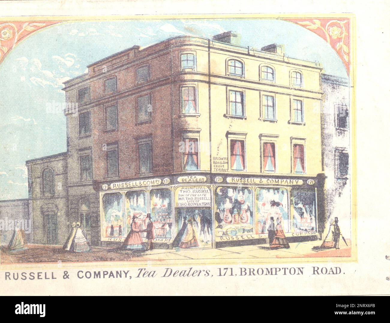 Page of chromolithographed advertising leaflet for Russell & Company ...