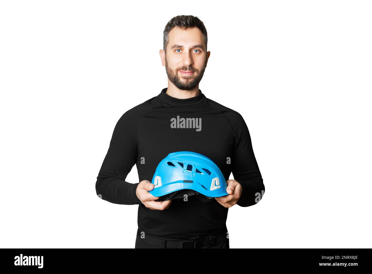 Man, tower worker. Work at height. Tourist, climber. Helmet, protective ...