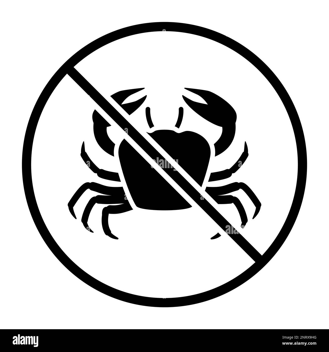 No crustaceans one color vector icon: food, ingredients and allergens ...