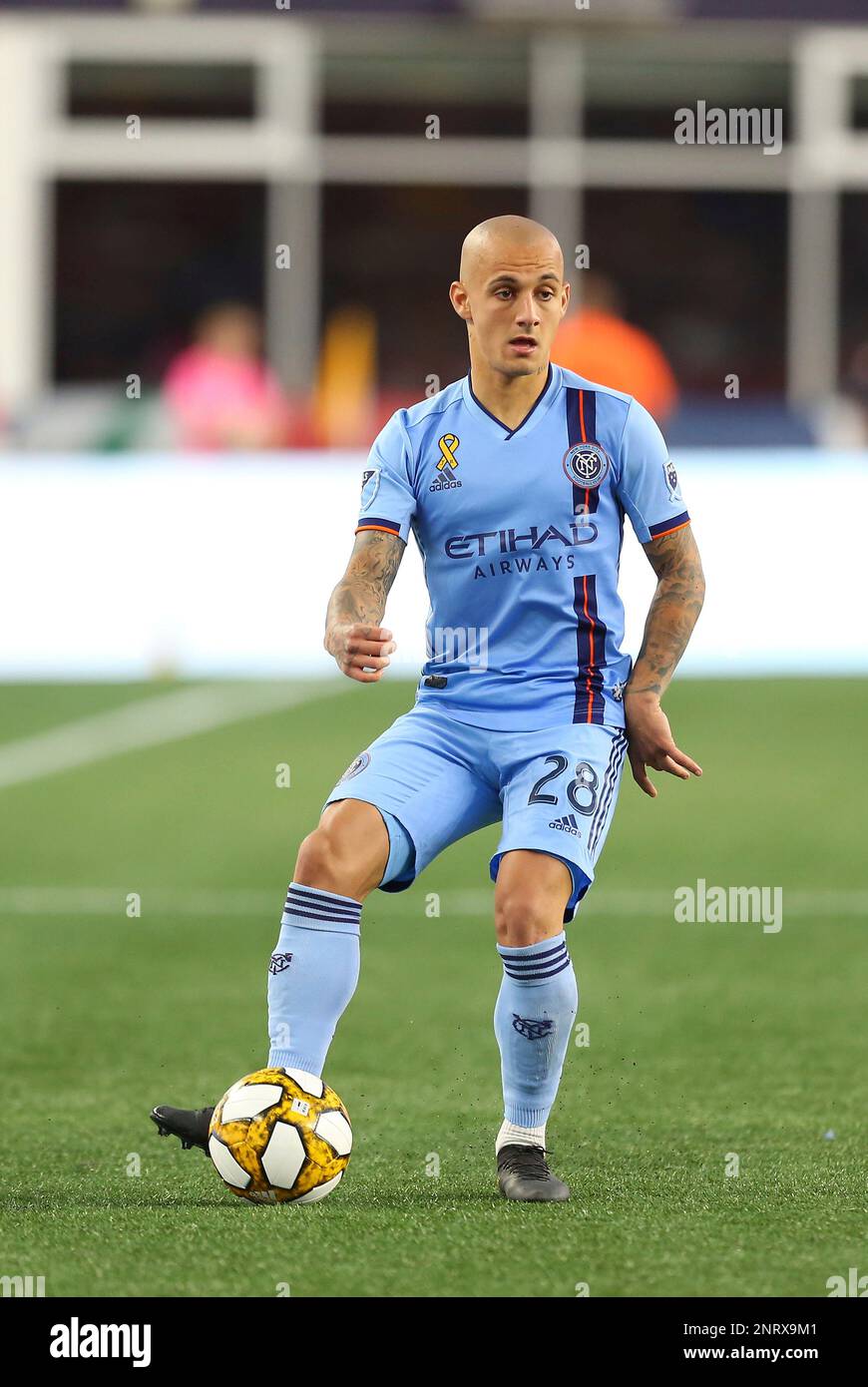 September 29, 2019; Foxborough, MA, USA; New York City midfielder ...