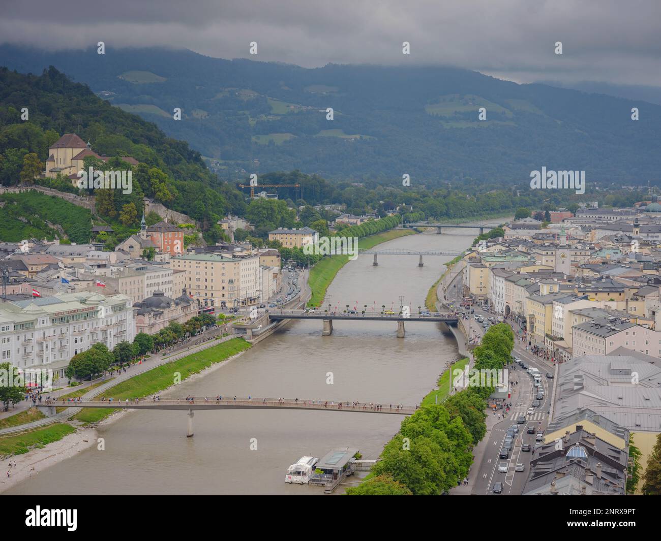 Salzburg Austria inner city with churches. Beautiful view of Salzburg ...
