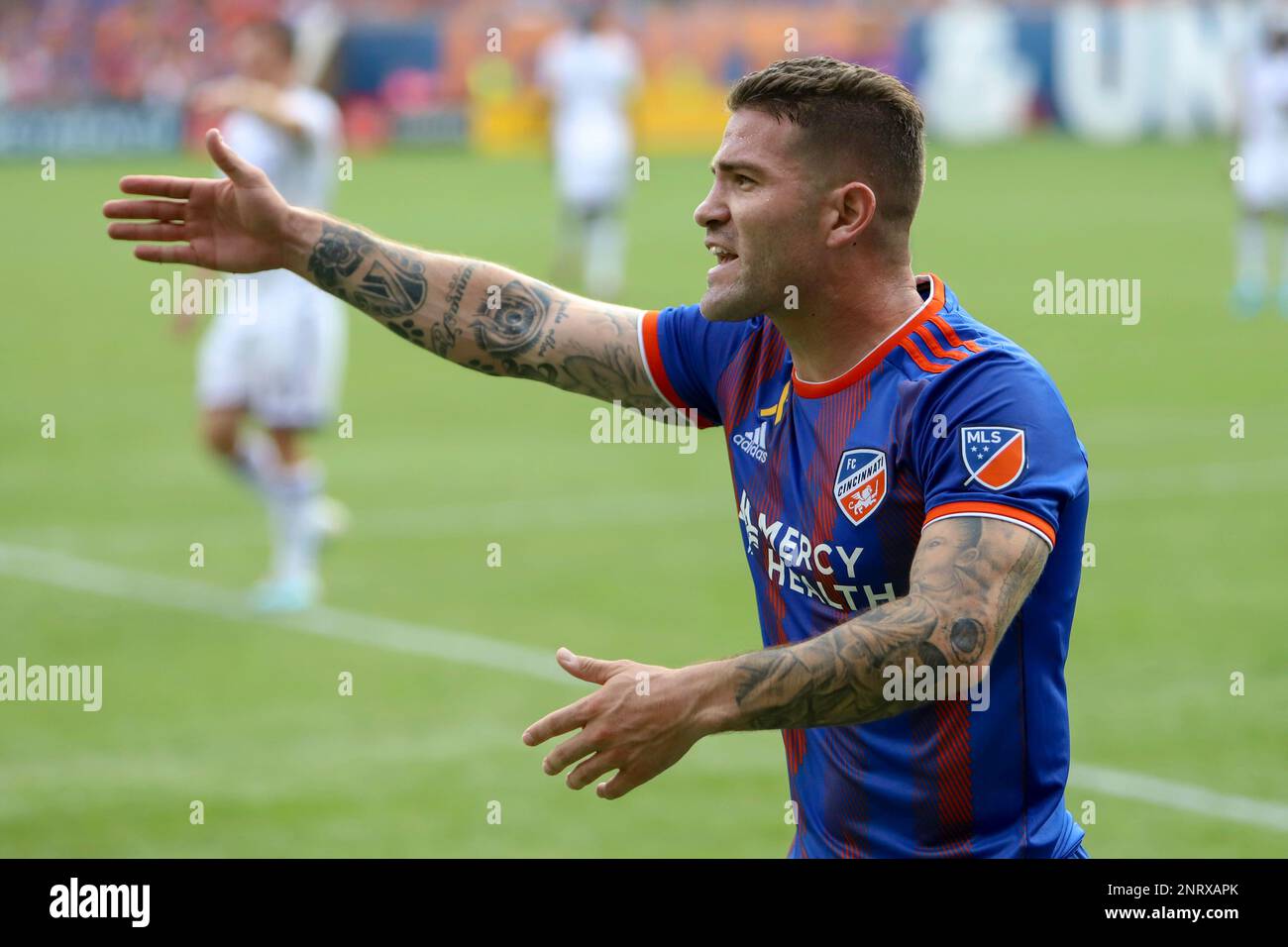 September 29, 2019: Cincinnati's Greg Garza argues a call during an MLS ...