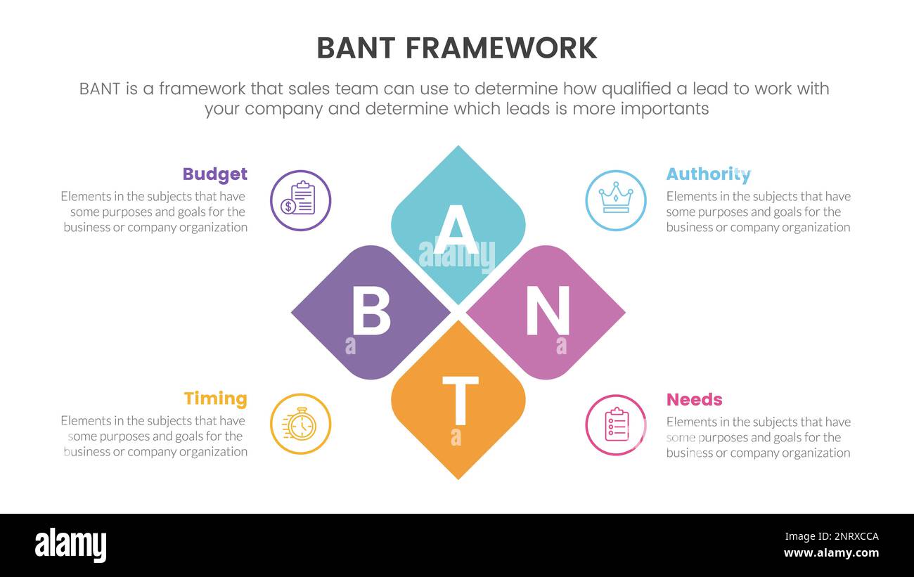 bant sales framework methodology infographic with box center ...