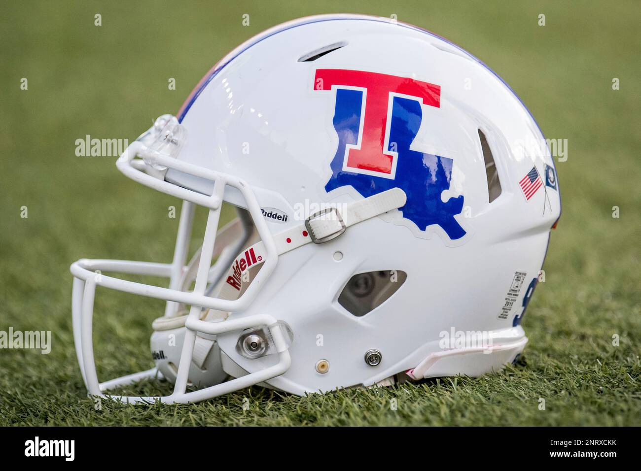 September 28, 2019: A Louisiana Tech Bulldogs helmet sits on the ...