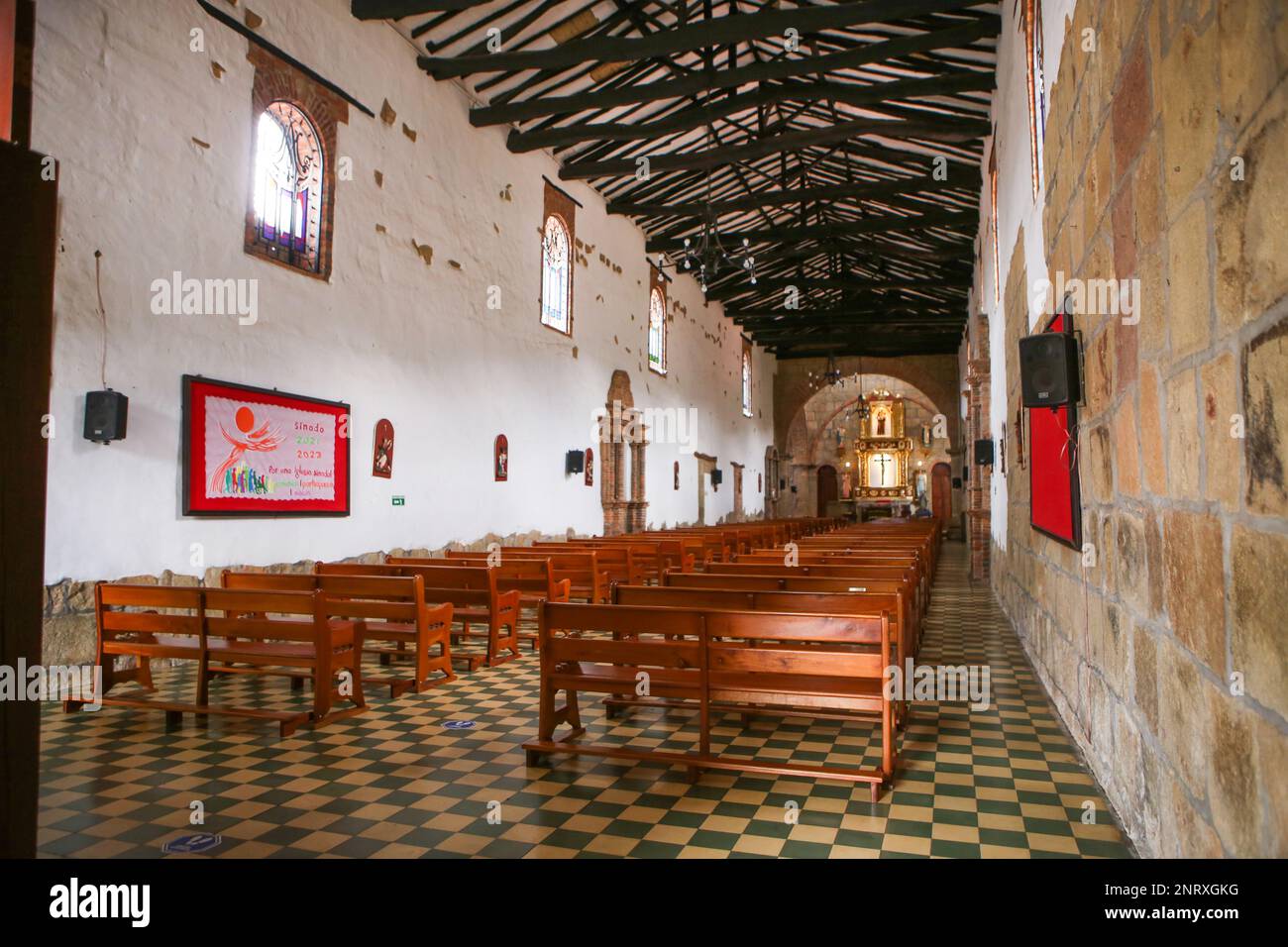The interior and architecture of a church in Santander, Colombia Stock ...
