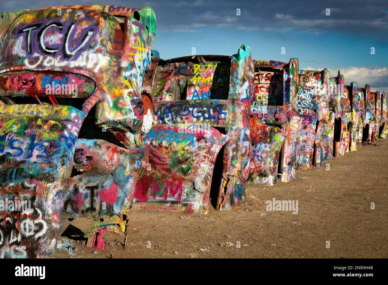 On historic Route 66, the Cadillac Ranch stands near Amarillo, Texas as ...