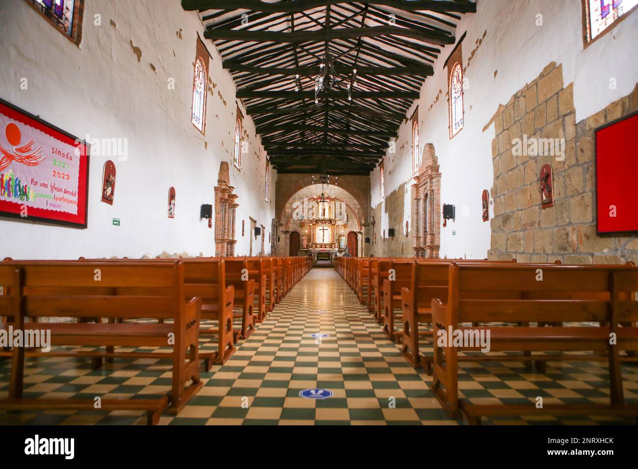 The interior and architecture of a church in Santander, Colombia Stock ...