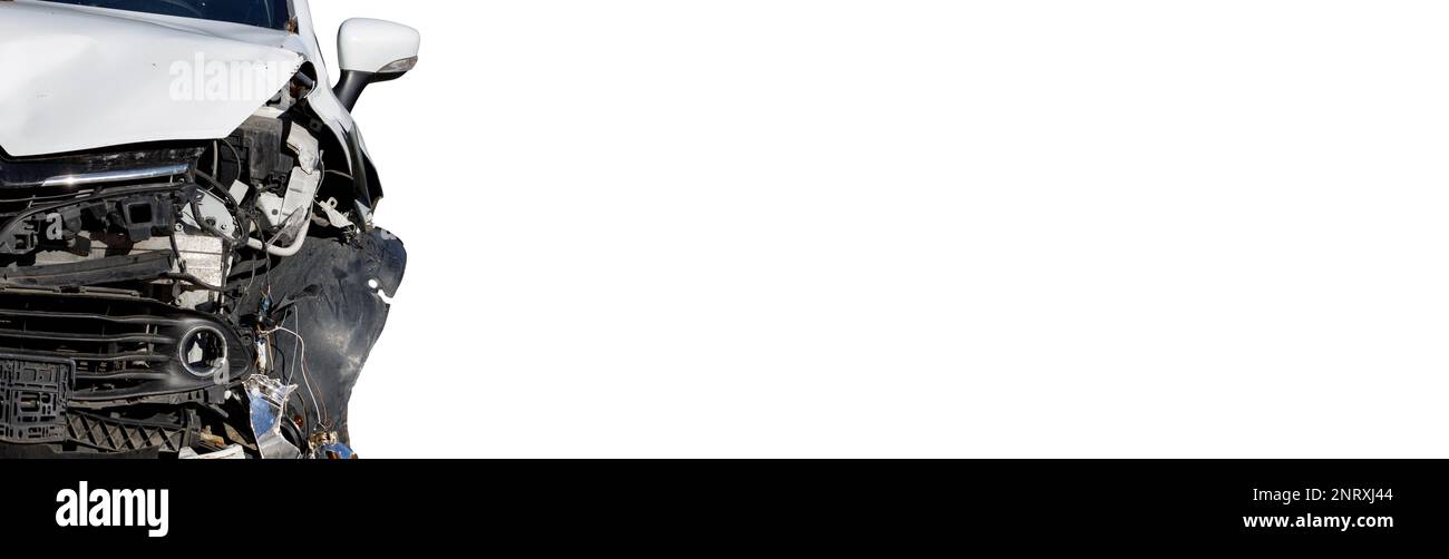 Accident on the street, isolated on white background. Crash car Stock ...