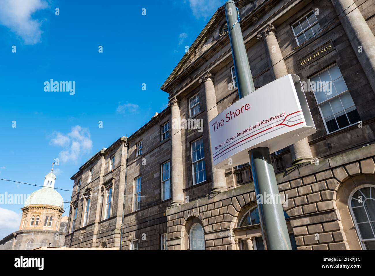 Nearly complete tram line extension at tram stop on Constitution Street ...