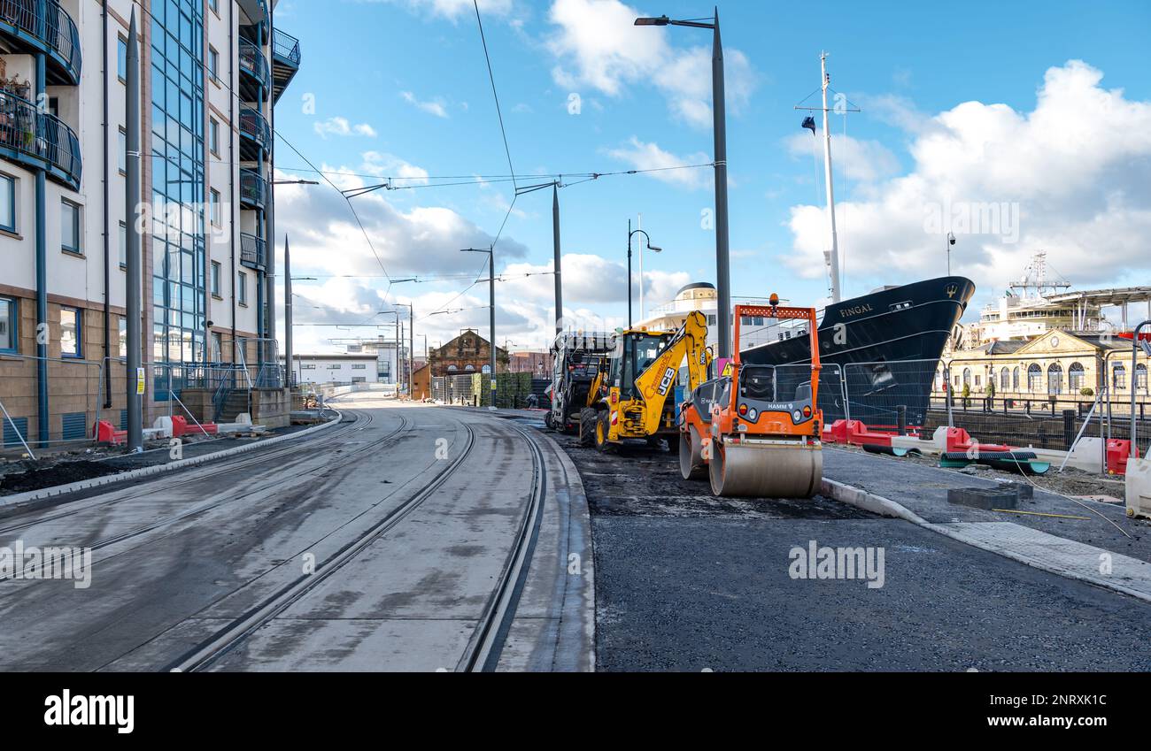 Nearly completed tram line extension on Ocean Drive next to Fingal ...