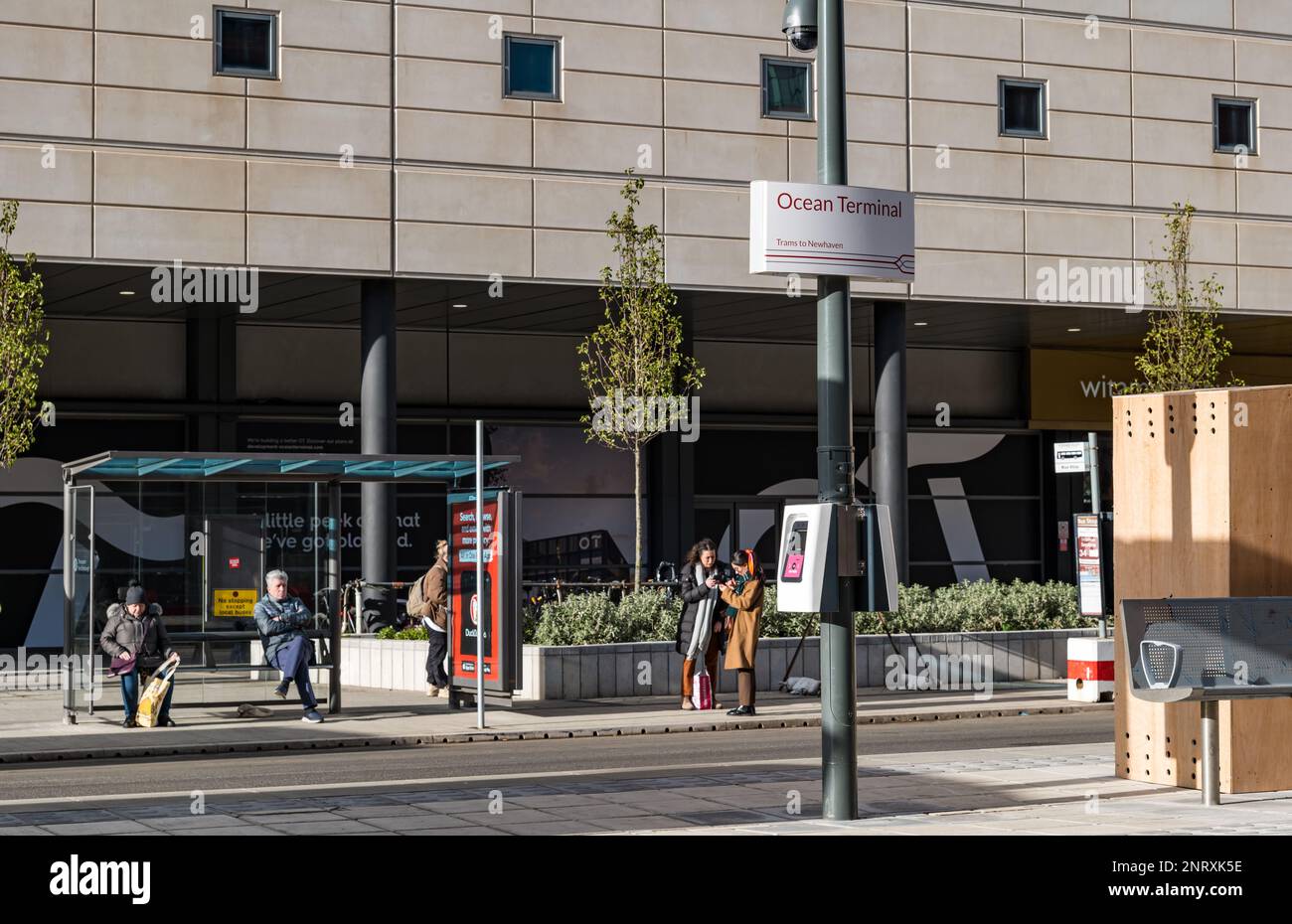 Nearly completed tram line extension at newly built tram stop at Ocean ...