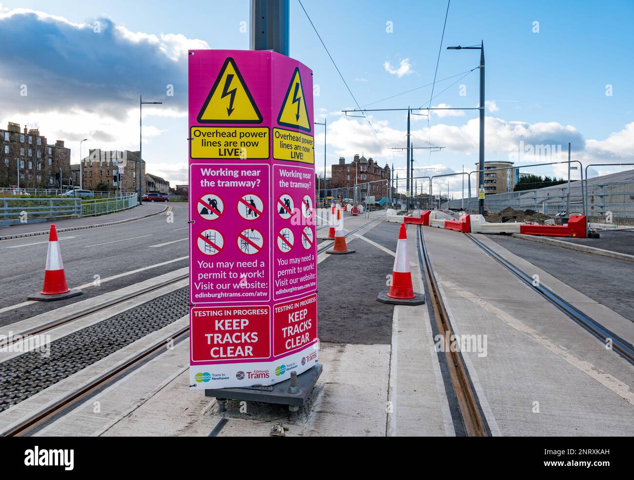 Nearly completed tram line extension at Newhaven, Leith, Edinburgh, Scotland, UK Stock Photo - Alamy