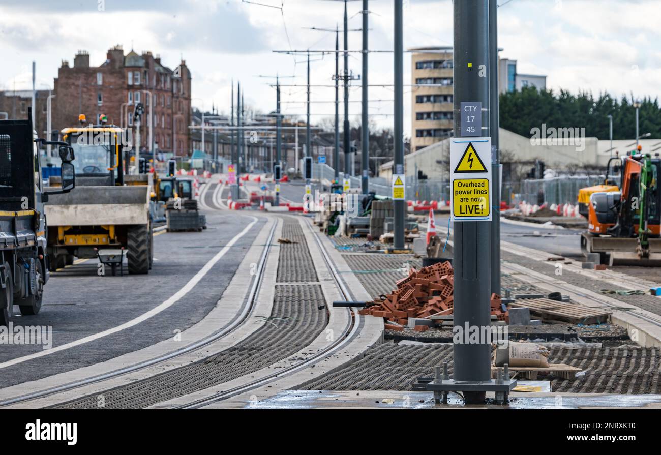 Nearly completed Trams to Newhaven tram line extension, Leith, Edinburgh, Scotland, UK Stock ...