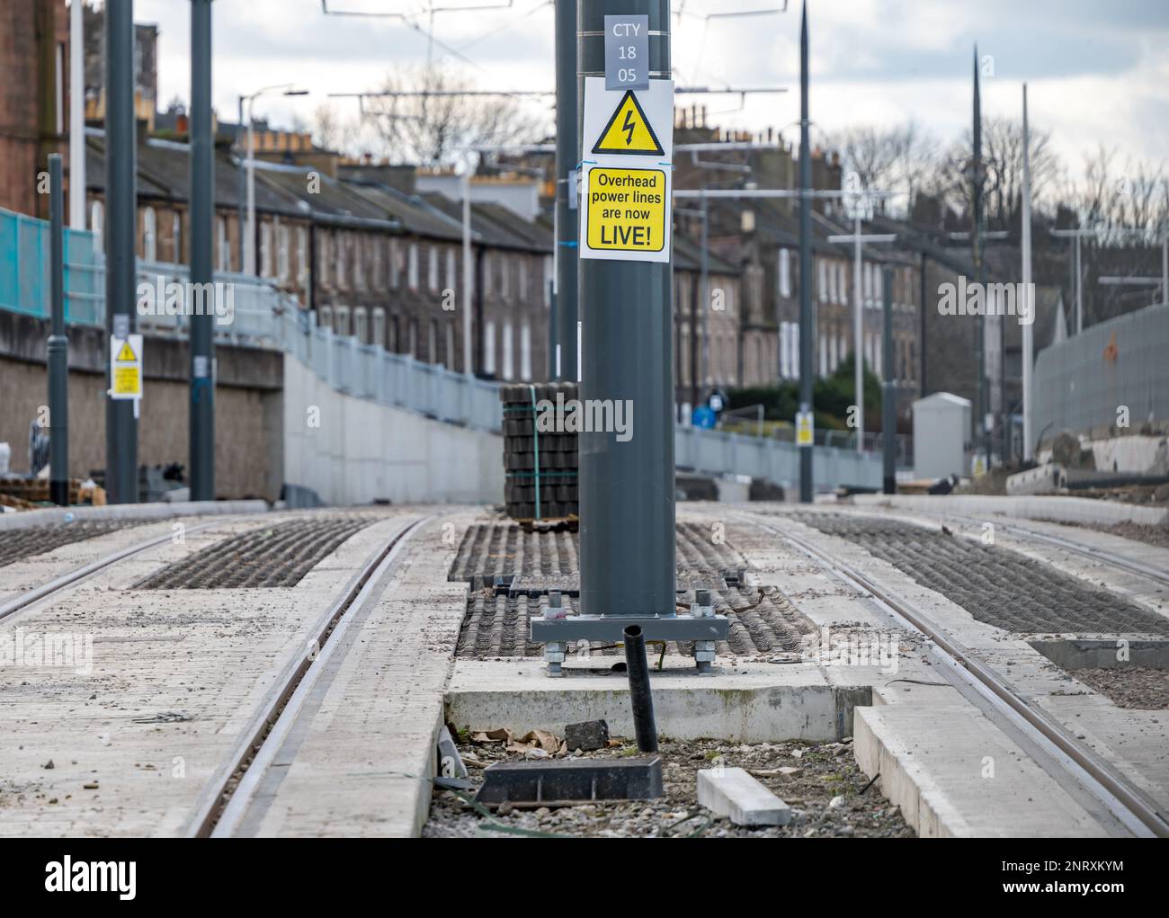 Nearly completed Trams to Newhaven tram line extension, Leith, Edinburgh, Scotland, UK Stock ...