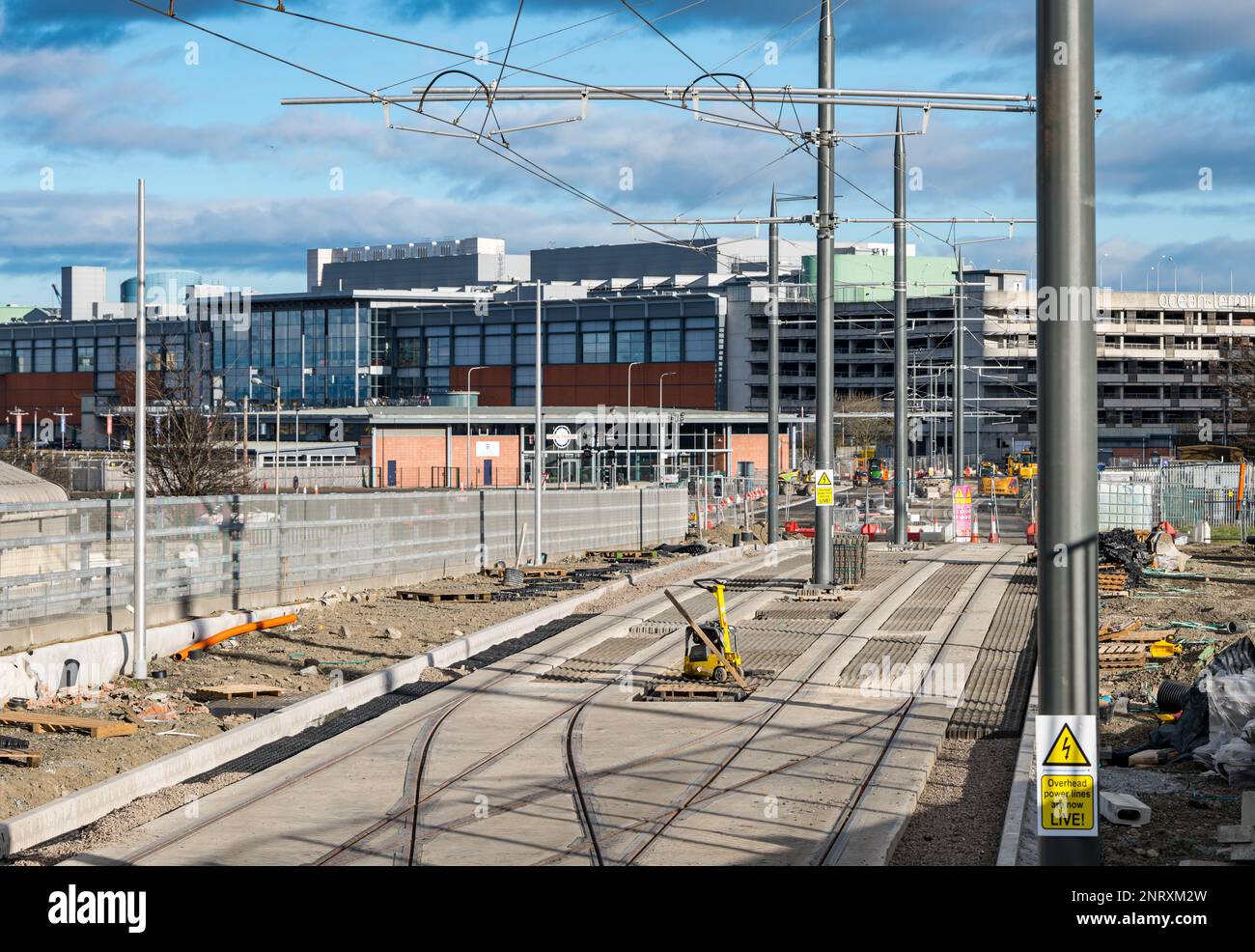 Nearly completed tram line extension at Newhaven, Leith, Edinburgh ...