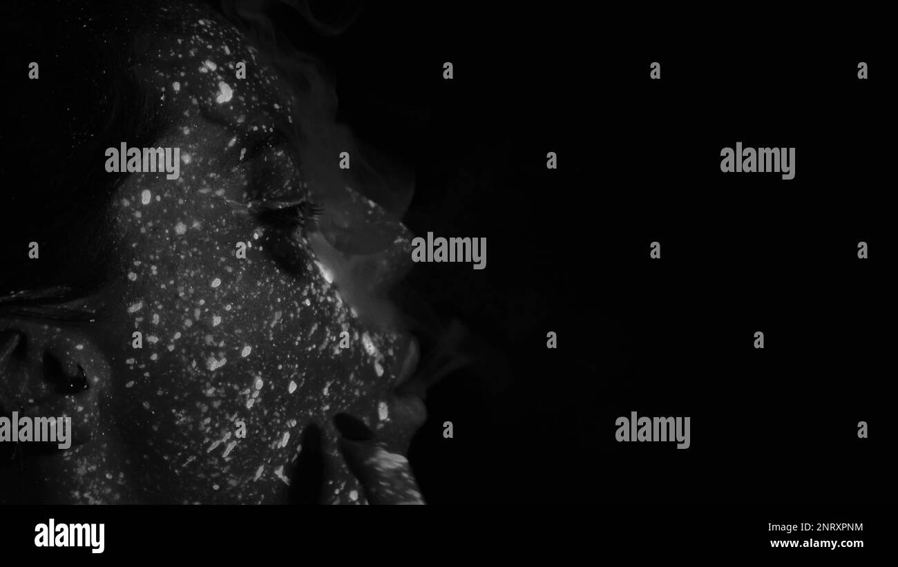 Portrait of Beautiful Fashion Woman in Neon UF Light. Model Girl with ...