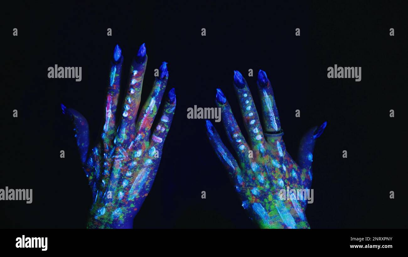 Modern psychedelic creative element with human palm for posters ...