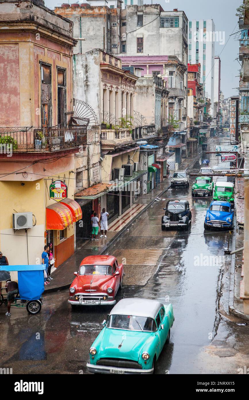 Street scene, in Virtudes street, Centro Habana District, La Habana ...