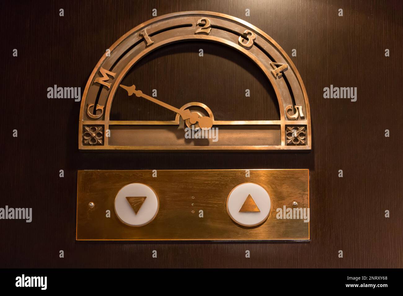Old elevator floor indicator made of brass Stock Photo - Alamy