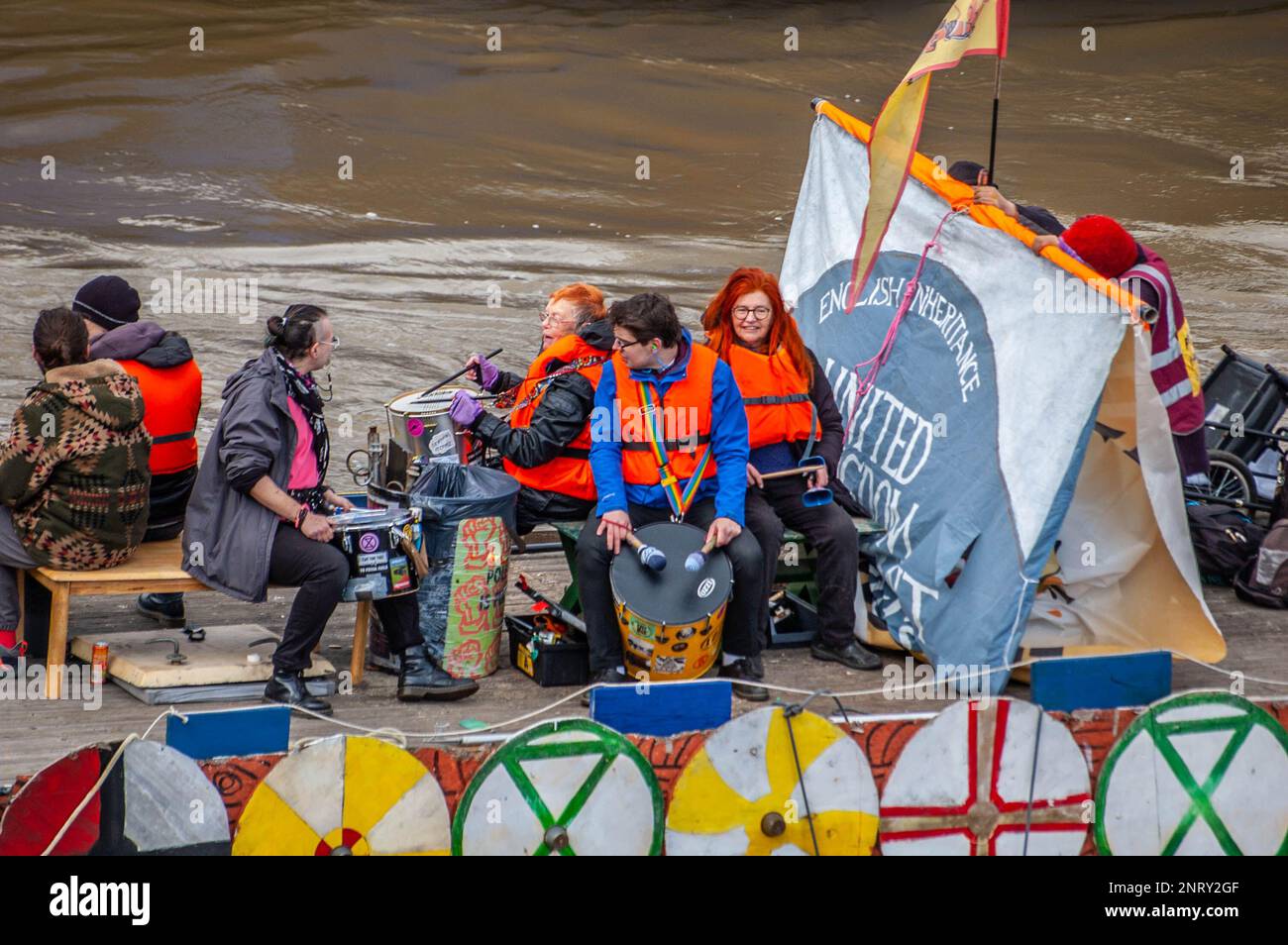 WESTMINSTER, ENGLAND - 27 February 2023: Extinction Rebellion on a boat ...