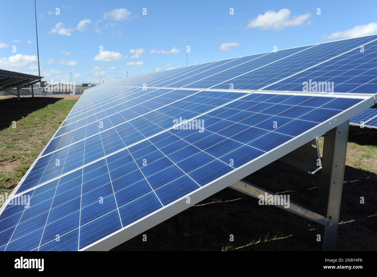 Solar panels are shown at the OEC solar farm off Interstate 35 in ...
