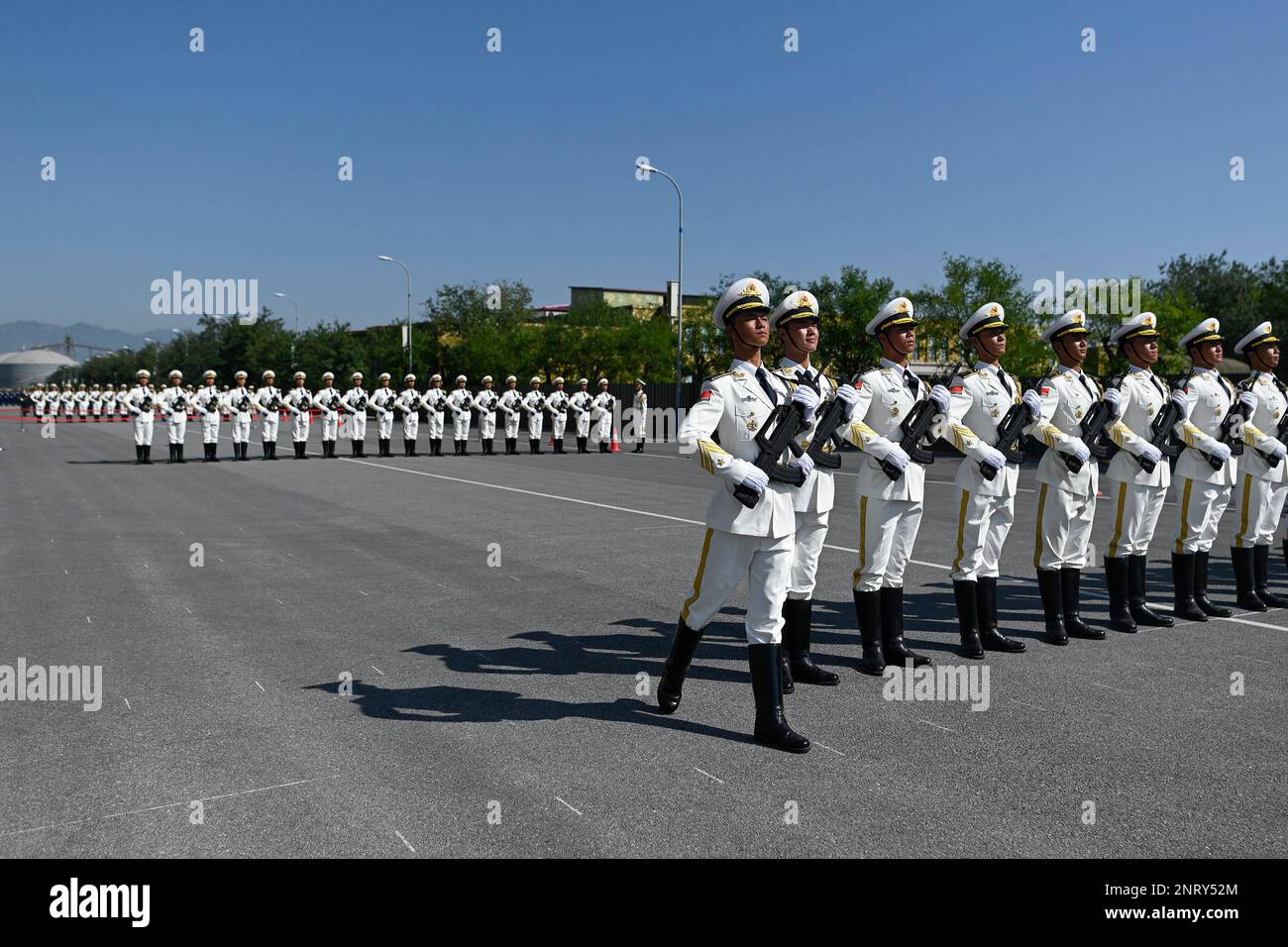 Chinese troops practice marching ahead of the Oct. 1 military parade ...