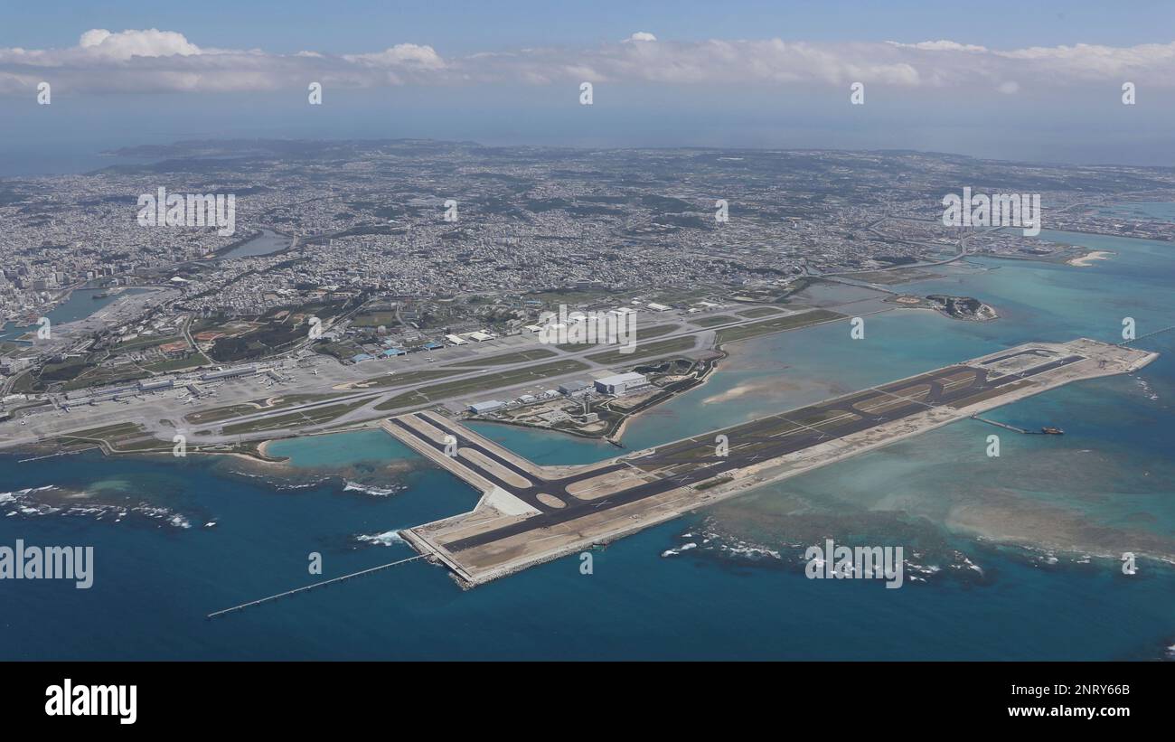 An aerial photo shows Naha Airport in Naha, Okinawa prefecture on Sep ...