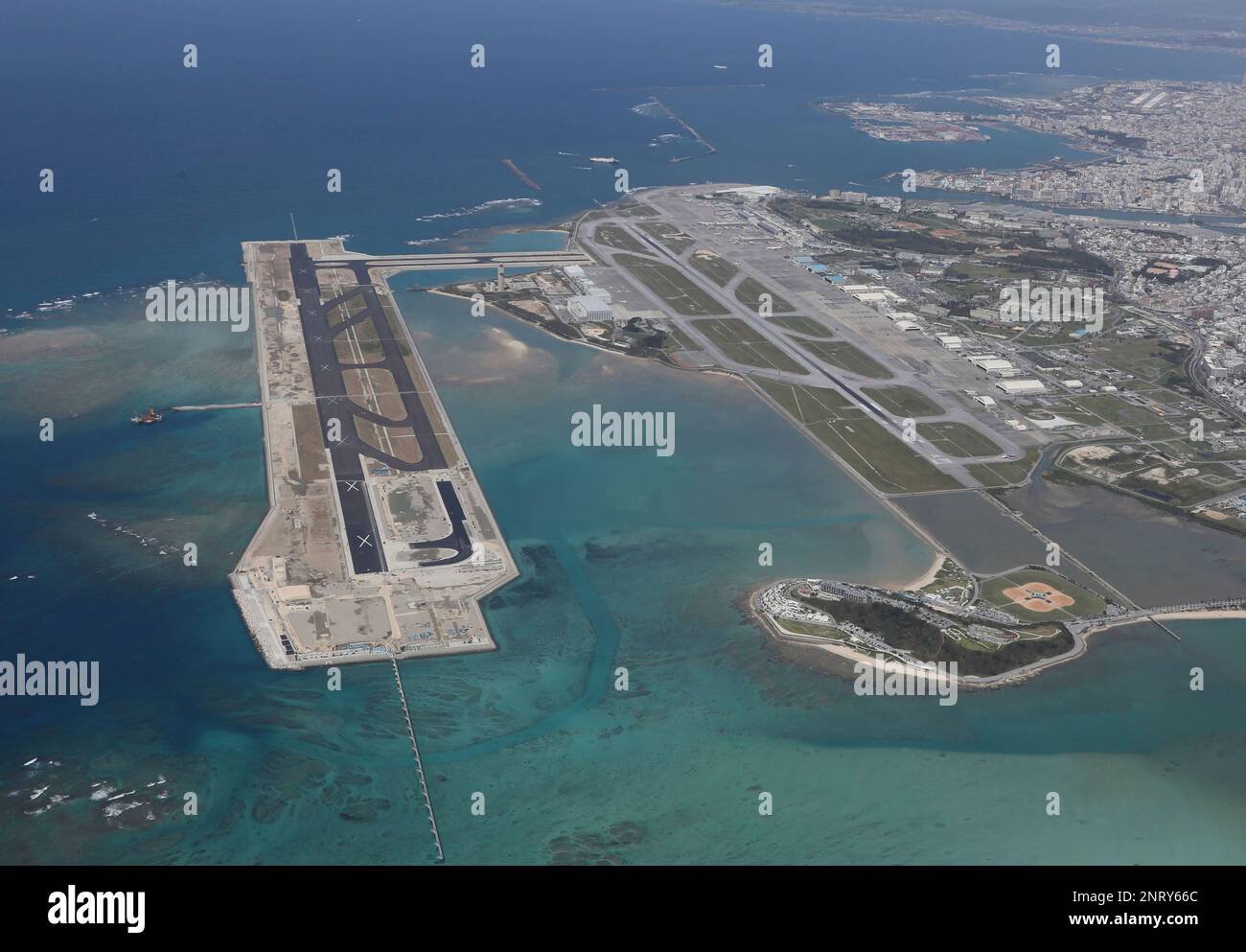 An aerial photo shows Naha Airport in Naha, Okinawa prefecture on Sep ...
