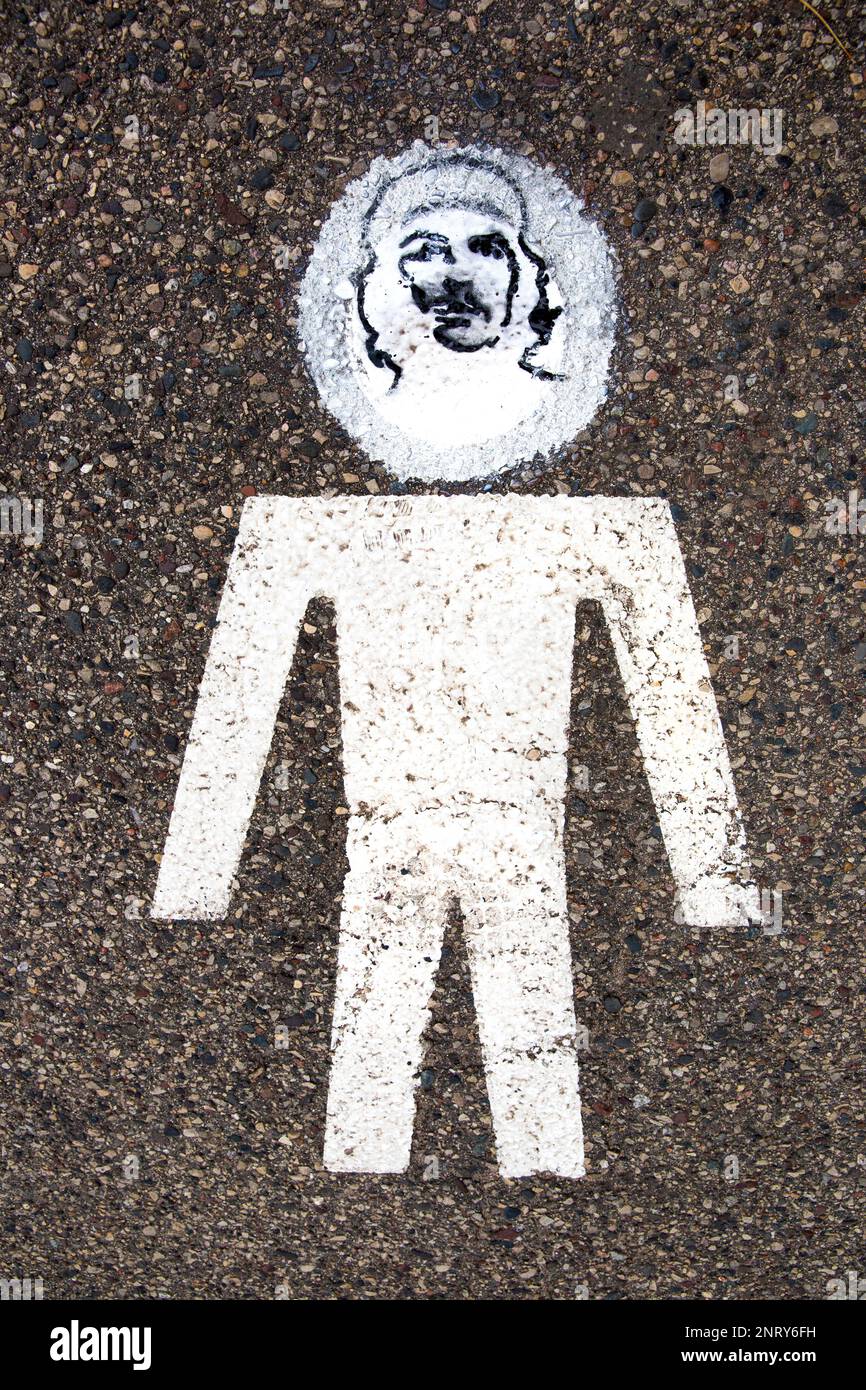 Pedestrian logo with a graffiti counterculture portrait of Marist ...