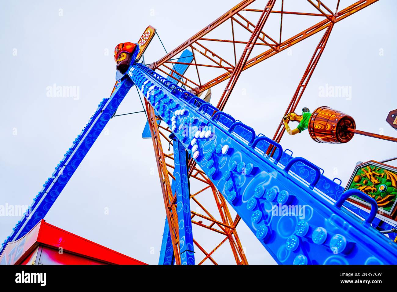 Art deco buildings and the adventure land fairground rides at New ...