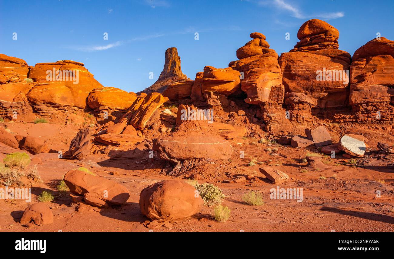 Striped Cutler sandstone rock formations along the Shafer Trail near ...