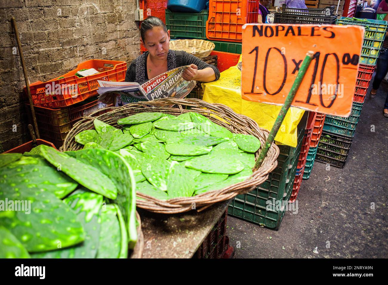 La Merced market, nopales shop, Mexico City, Mexico Stock Photo - Alamy