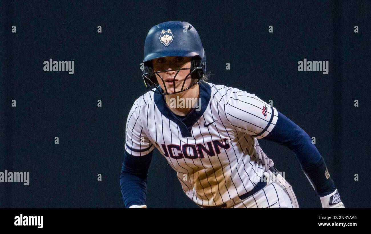 Connecticut infielder Jana Sanden (23) during an NCAA softball game ...