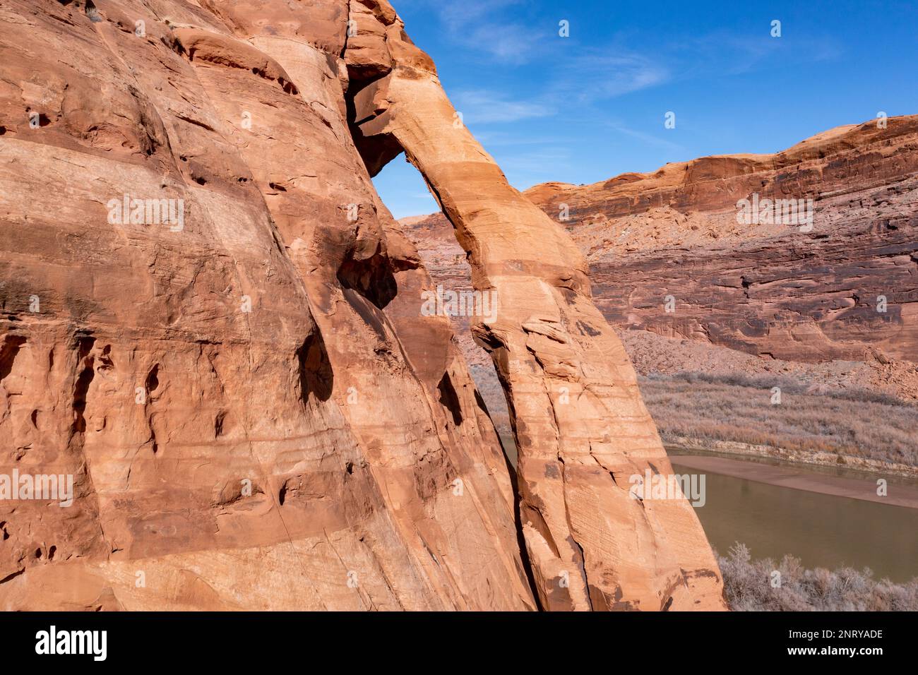 Aerial view of Jug Handle arch, a near vertical arch of Wingate ...