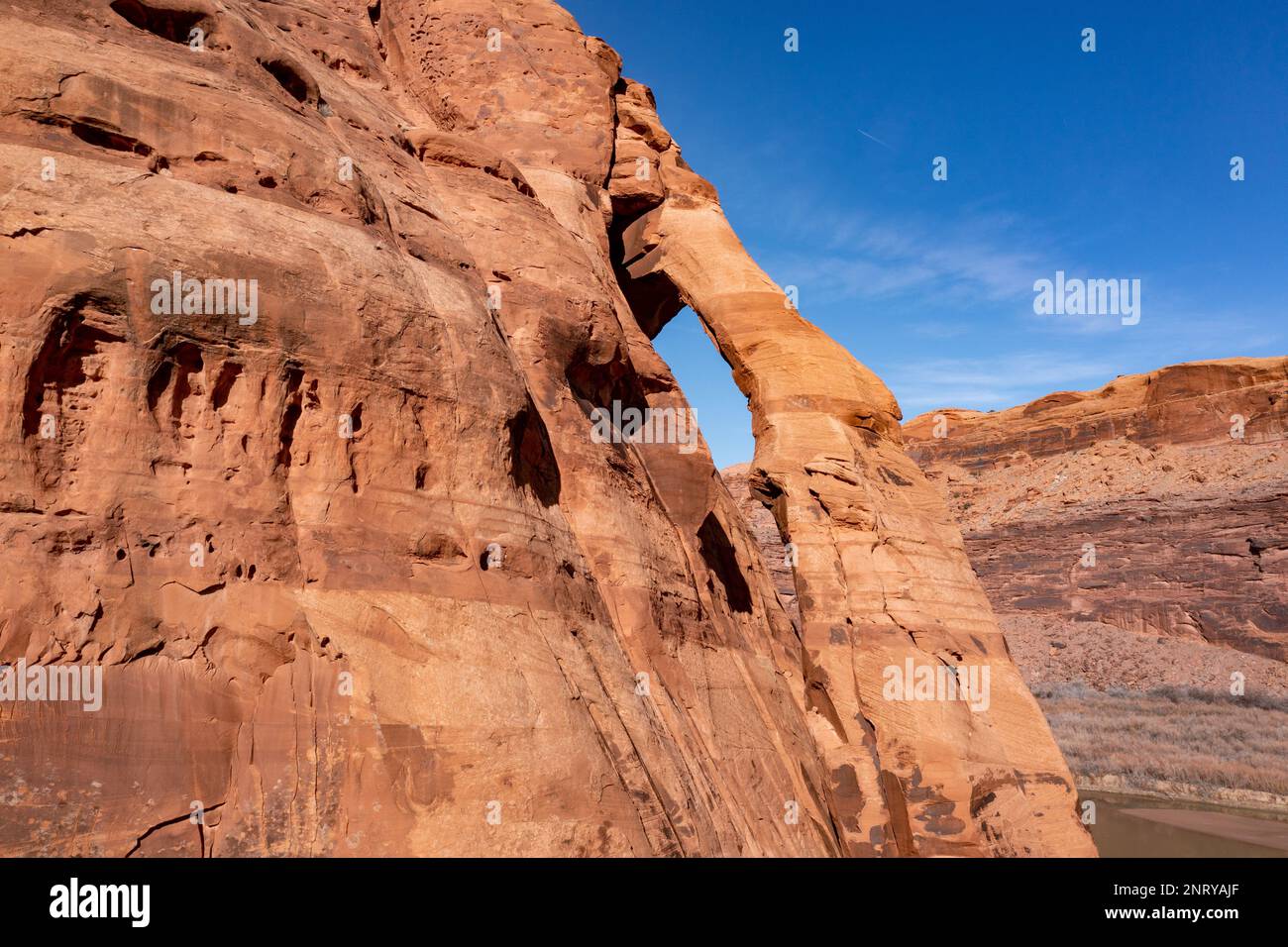 Aerial view of Jug Handle arch, a near vertical arch of Wingate ...