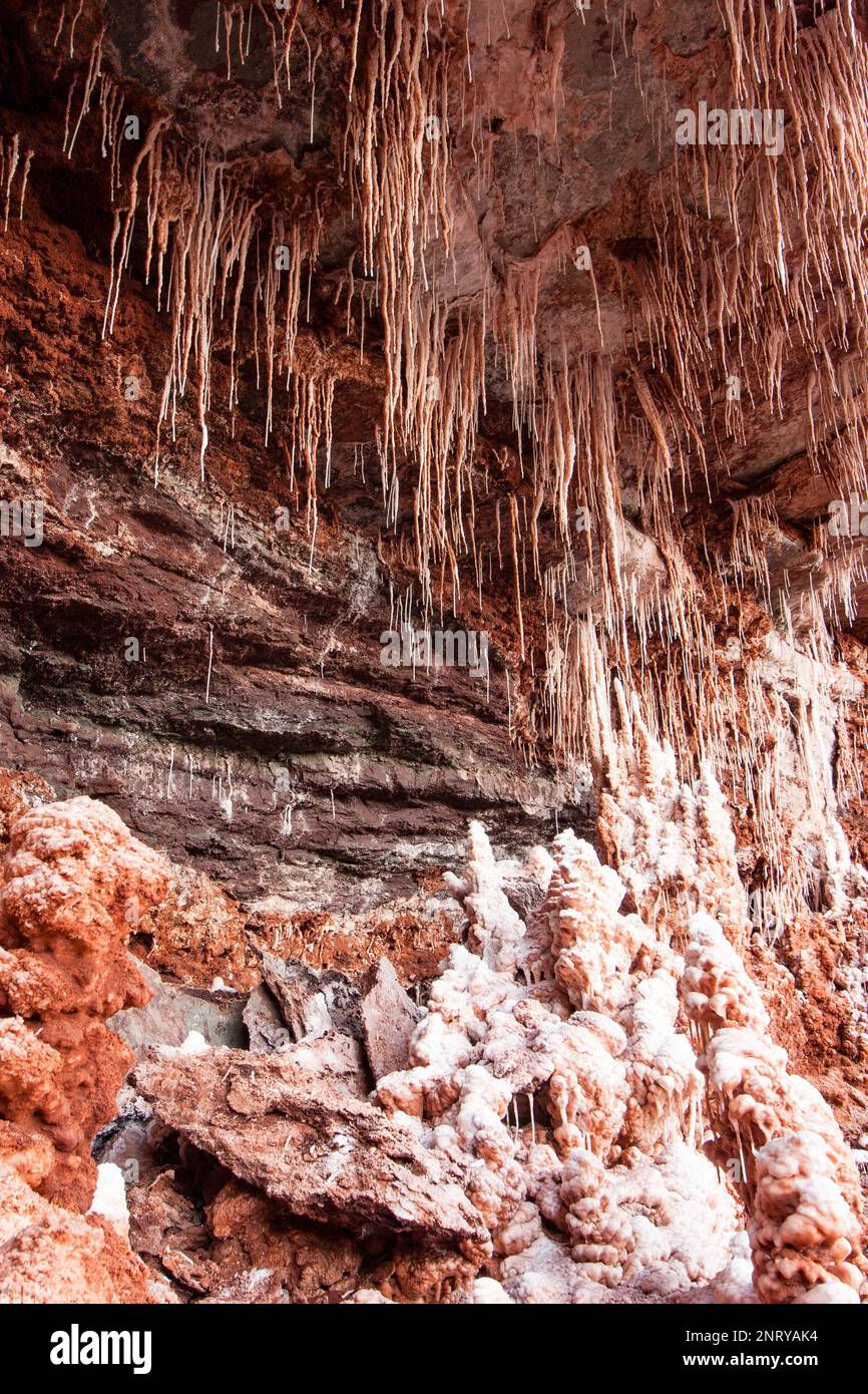 Stalactite and stalagmite mineral formations in the mouth of Fantasy ...