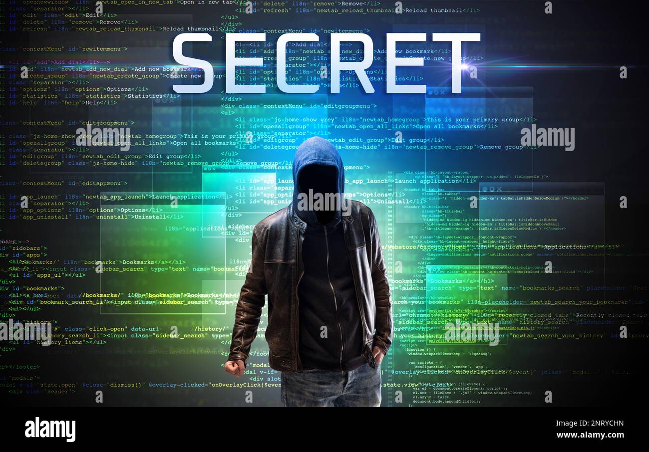 Faceless hacker on code background Stock Photo - Alamy