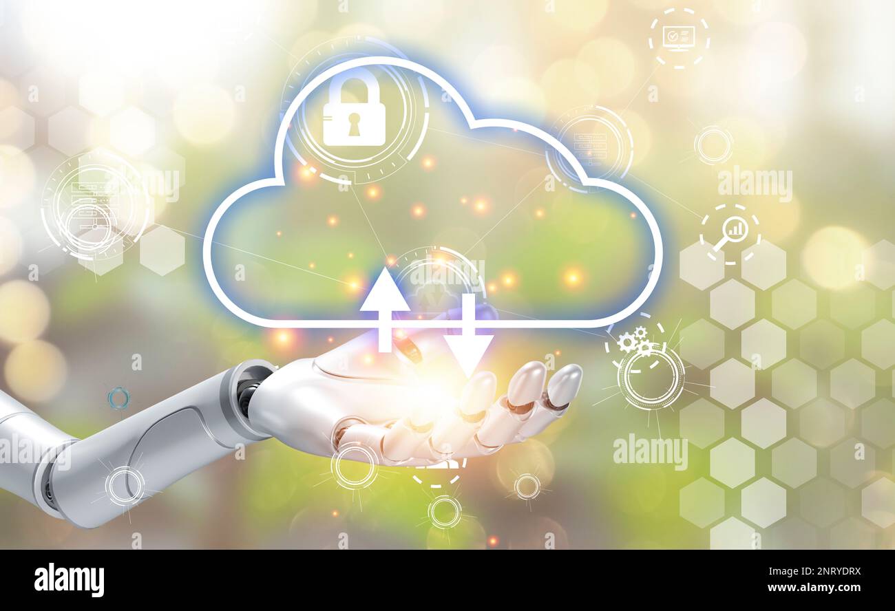 concept. Cloud showing in hand cloud technology storage The concept of ...