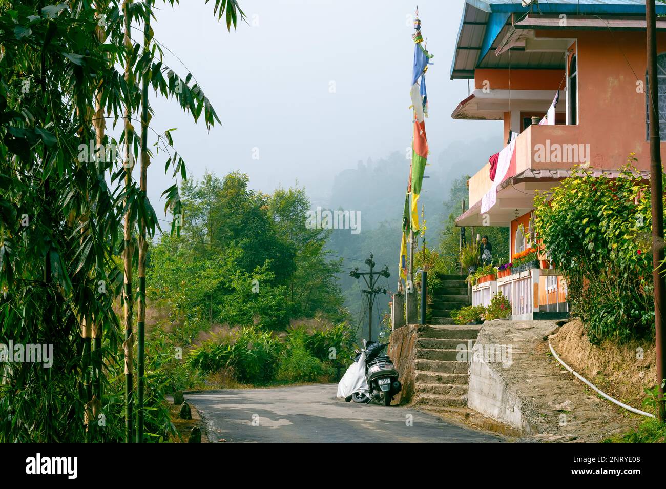 A roadside tourist resort in a popular hill station in India on a ...