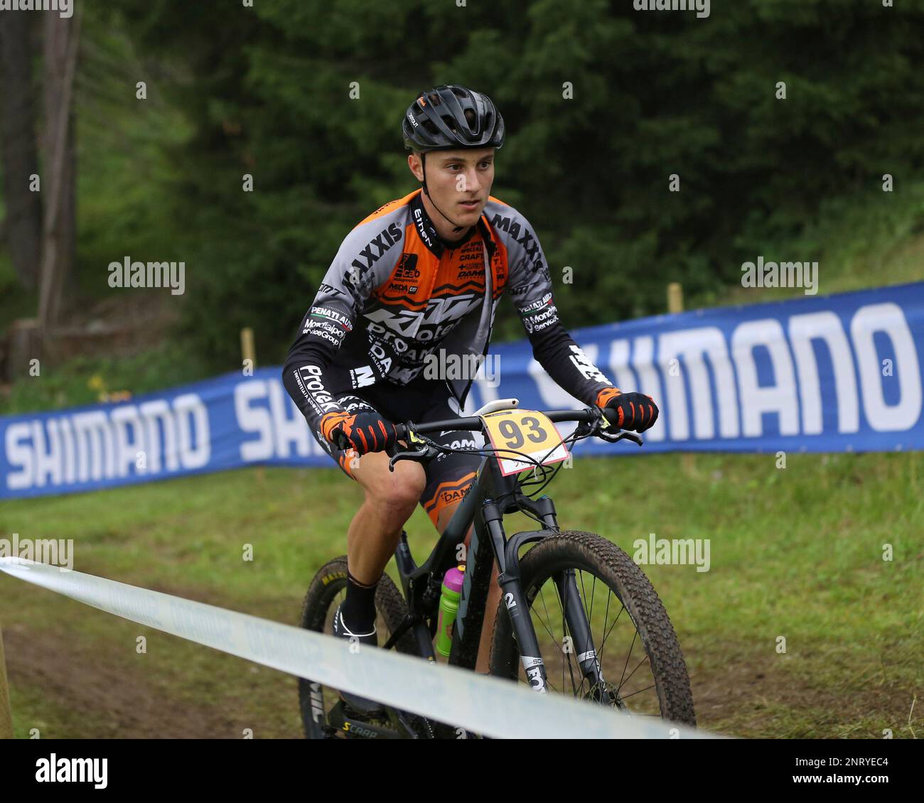 Edoardo Xillo, of Italy, training for the UCI Mountain Bike World Cup ...