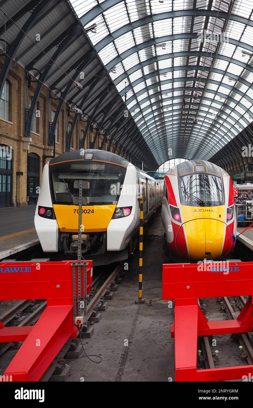 King's Cross station with a class 700 Thames link train and class 800 ...